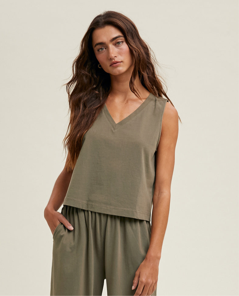 Libby Lounge Tank - Olive Grey – Hello Color
