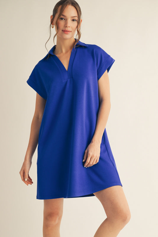 Celeste Collared Scuba Dress - Blue Jay – Hello Color