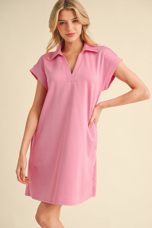 Celeste Collared Scuba Dress - Light Rose Pink – Hello Color