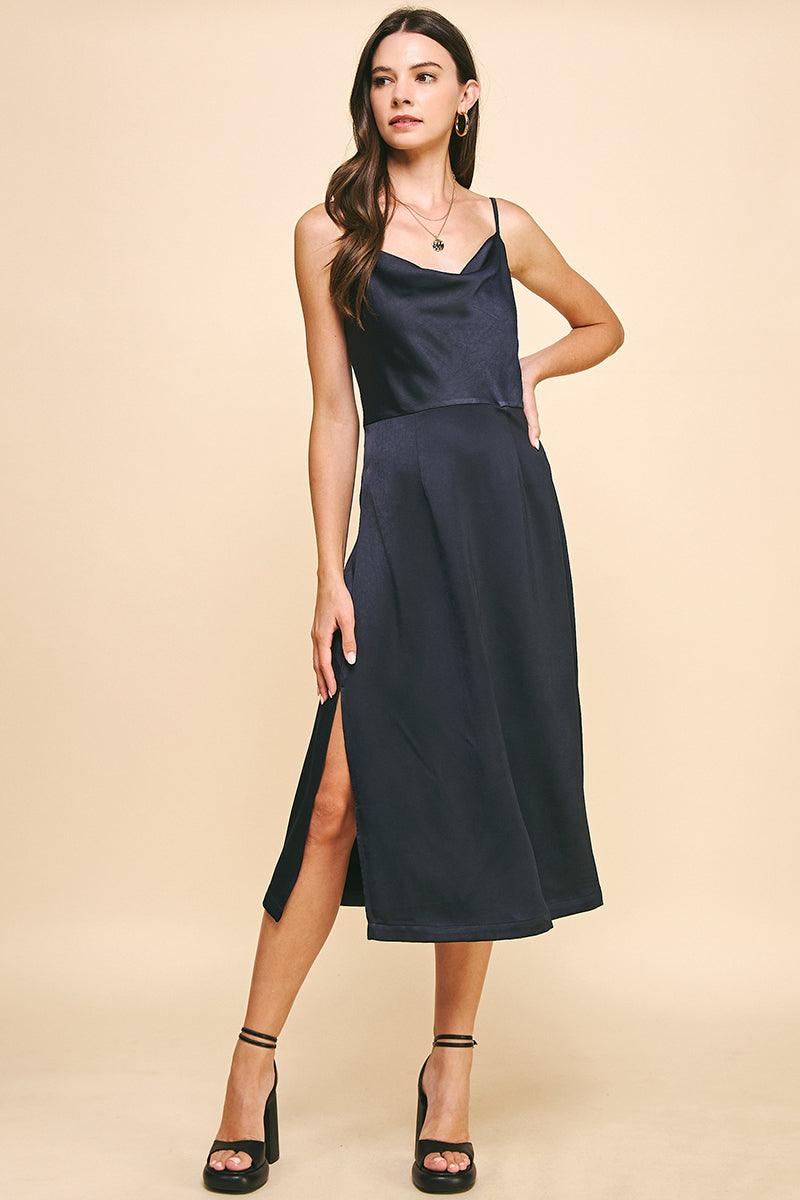 Gianna Slip Dress - Shimmering Navy – Hello Color