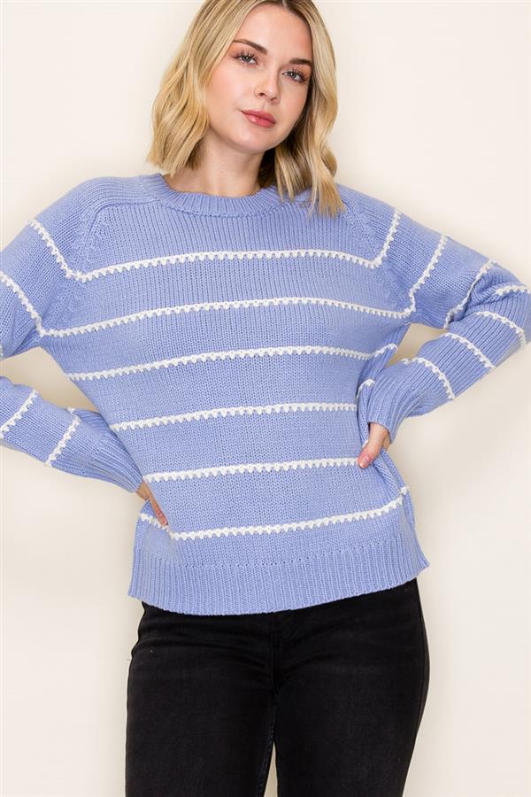 Rebecca Textured Striped Sweater - Hyacinth – Hello Color