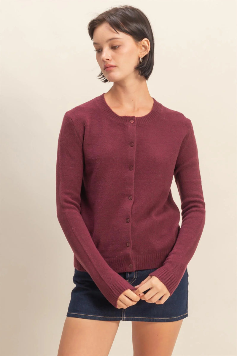 Andrea Sweater Cardigan - Mulberry – Hello Color
