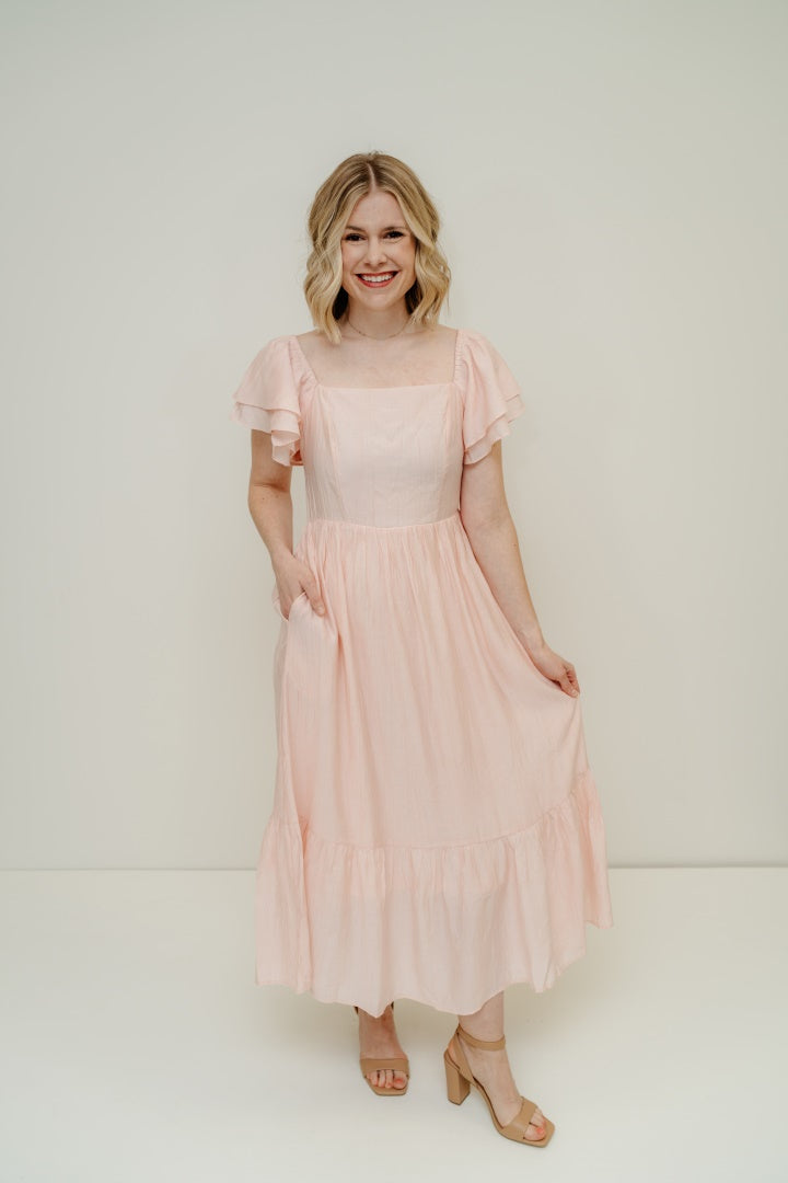 Estee Ruffled Short Sleeve Maxi - Shell Pink – Hello Color