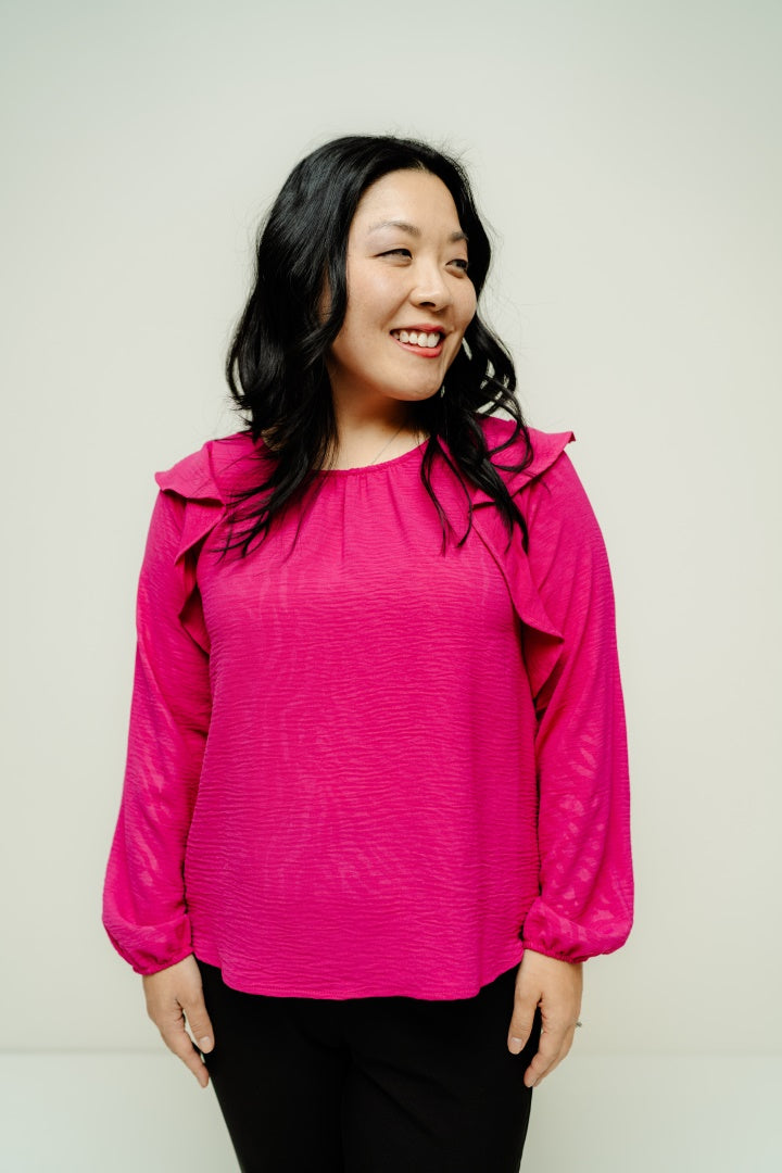 Hailey Ruffle Long Sleeve - Mermaid Pink – Hello Color