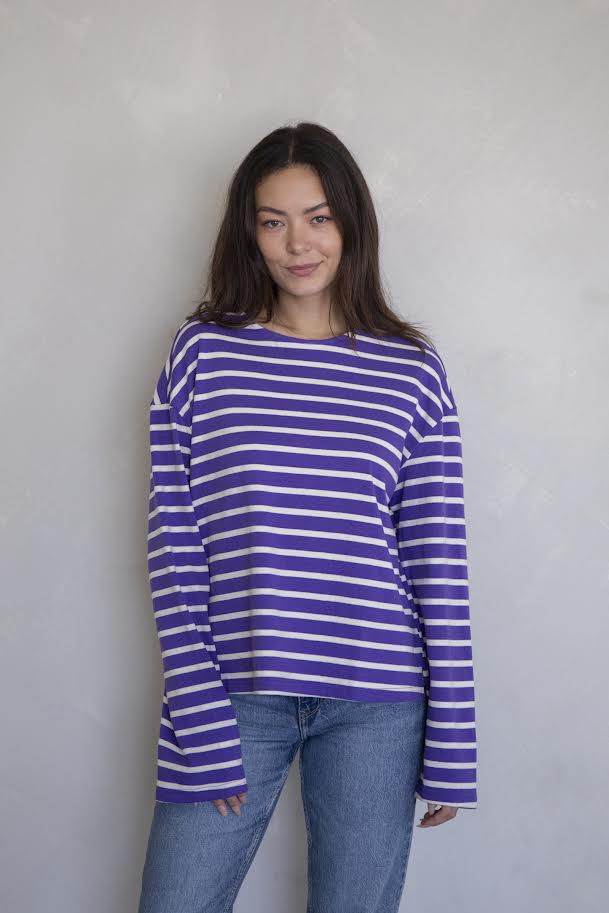 Keller Stripe Long Sleeve - Violet & Cream – Hello Color